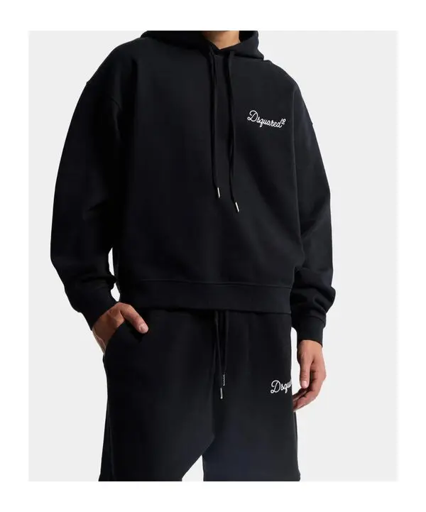 Dsquared2 Relaxed-fit Embroidered Logo Hoodie - Black