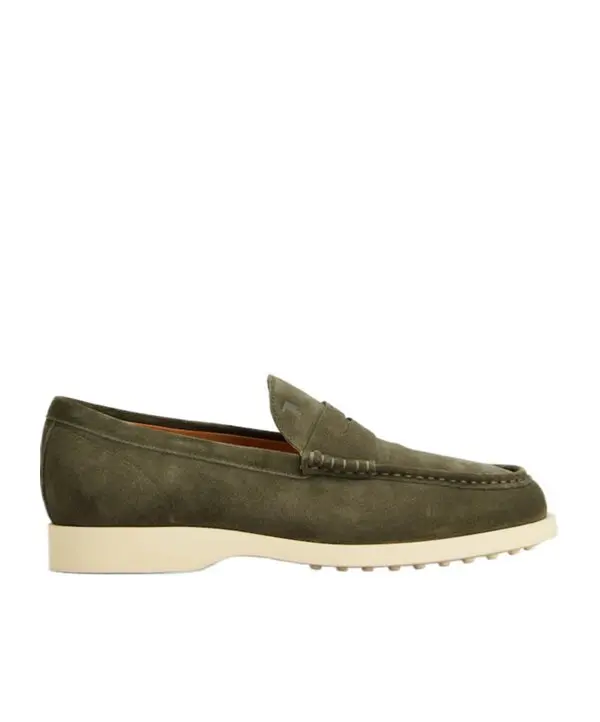 TOD'S Suede Penny Loafers - Green