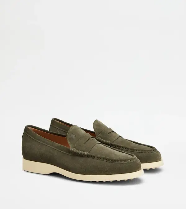 TOD'S Suede Penny Loafers - Green