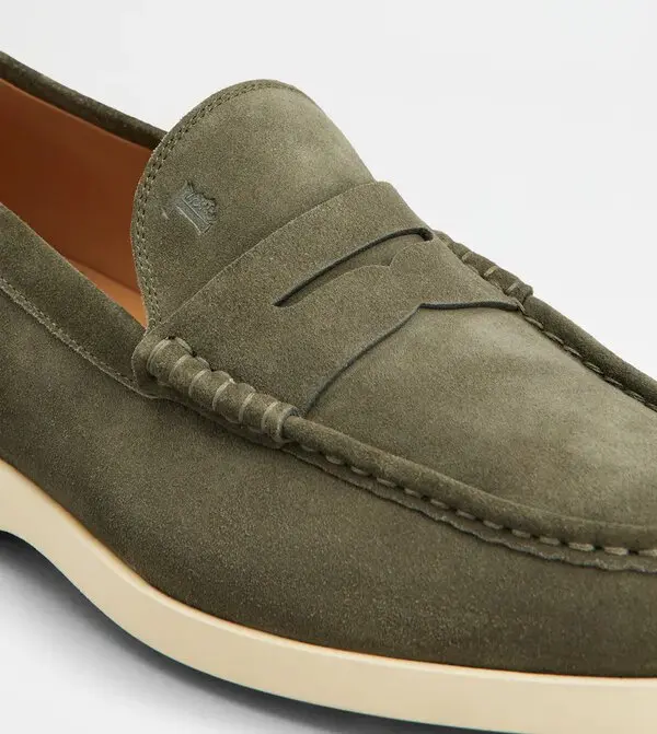 TOD'S Suede Penny Loafers - Green