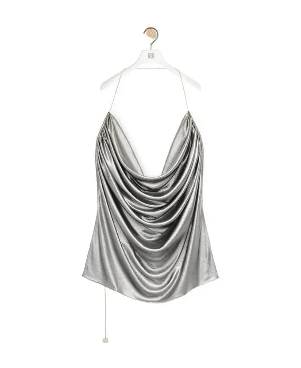 Loewe Draped Laminated Jersey Halter Top