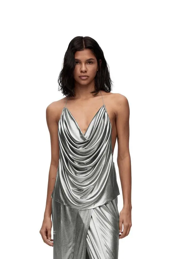 Loewe Draped Laminated Jersey Halter Top
