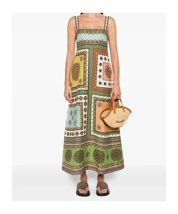 ALEMAIS Geometric Print Long Dress