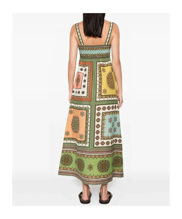 ALEMAIS Geometric Print Long Dress