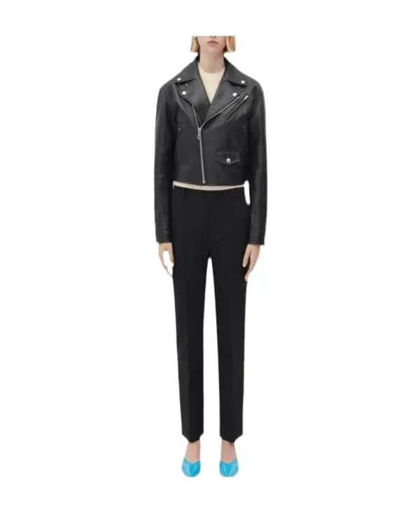 Bottega Veneta Logo Locomotive Leather Jacket - Black