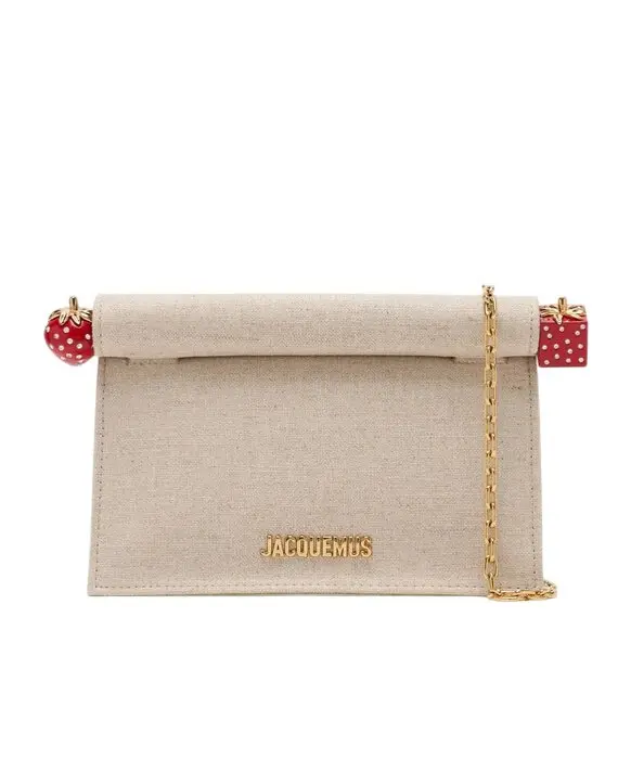 Jacquemus Logo Plaque Clutch Bag - Beige
