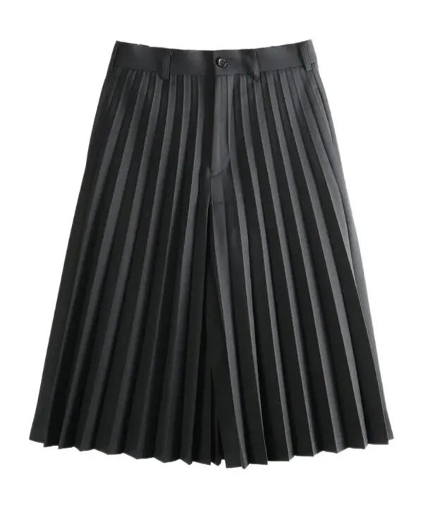 Comme Des Garçons Belt Loop Midi Skirt With Pleats