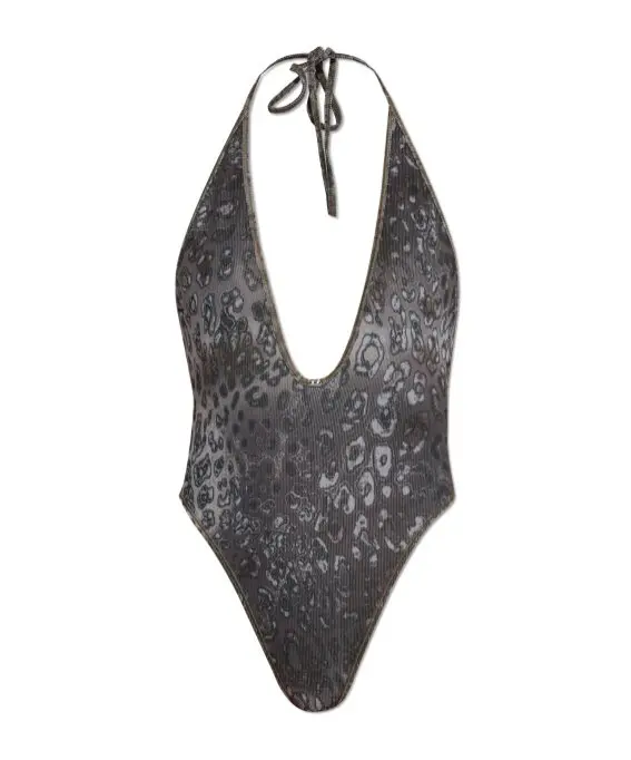 DIESEL® One-piece Swimsuit With Deep V-neck And Halterneck - Black