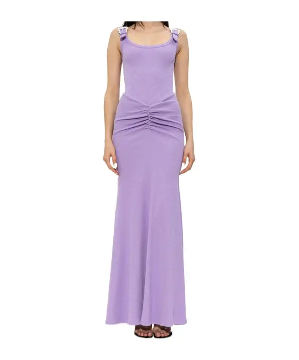 Versace Ruched Buckle-strap Maxi Dress