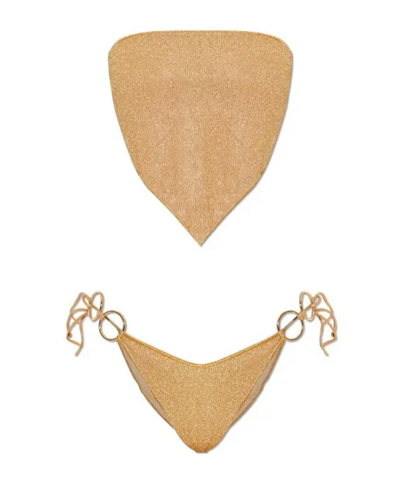 Oseree Ring-detail Lurex Bikini Set - Lurex Gold