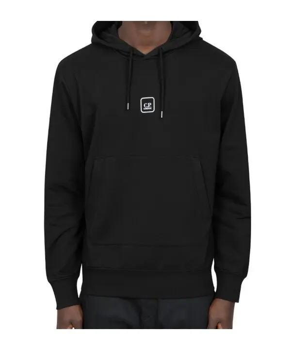 C.P. COMPANY Long Sleeved Graphic Printed Hoodie - Black
