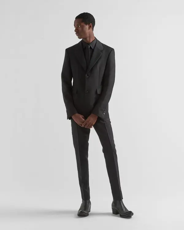 Prada Single-breasted Mohair Wool Jacket - Black