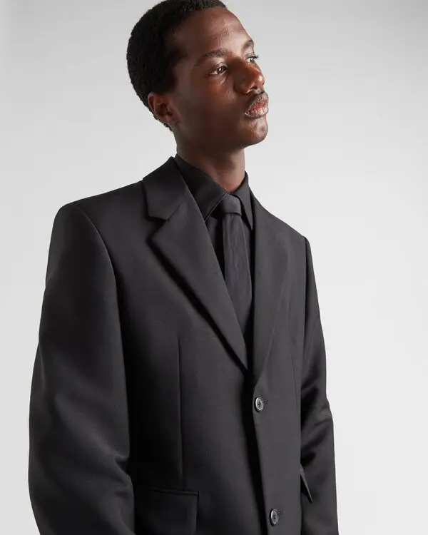 Prada Single-breasted Mohair Wool Jacket - Black
