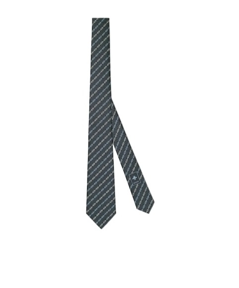 Gucci Horsebit Silk Jacquard Neck Tie - Dark Blue
