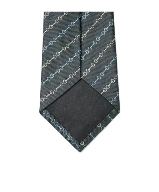 Gucci Horsebit Silk Jacquard Neck Tie - Dark Blue
