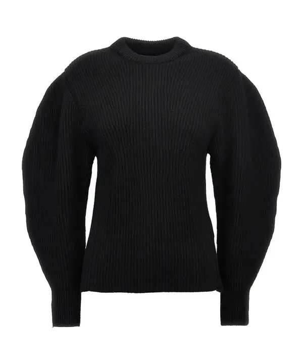 JIL SANDER Crewneck Puff Sleeve Knit Pullover