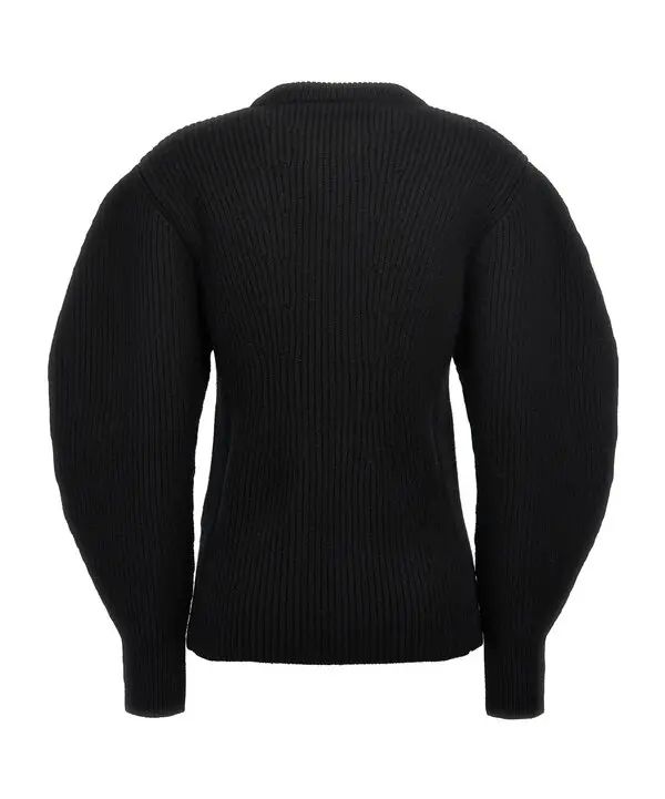 JIL SANDER Crewneck Puff Sleeve Knit Pullover