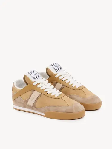 Chloé Kick Suede Cowhide Sneakers - Bleached Khaki