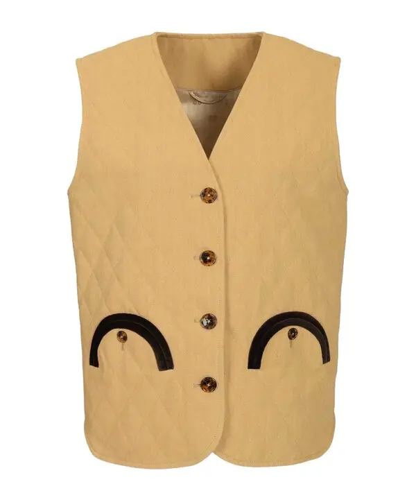 BLAZÉ MILANO V-neck Quilted Vest - Nude