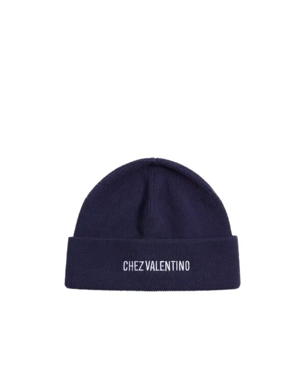 Valentino Garavani Logo Embroidered Beanie - Blue