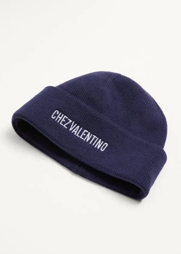 Valentino Garavani Logo Embroidered Beanie - Blue