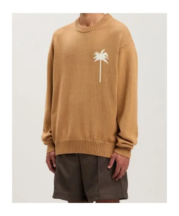 Palm Angels Palm Tree Intarsia Crewneck Knitted Jumper - Brown