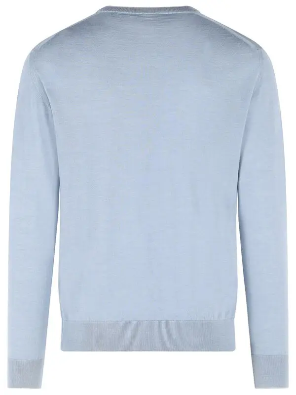 Eleventy Ribbed Crew Neck Knitted Sweater - Blue