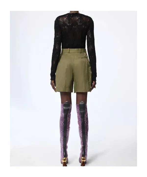 Nina Ricci Wrinkled Cotton Tailored Shorts