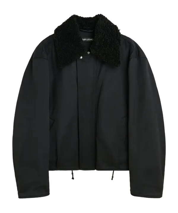 Our Legacy Ace Zipped Jacket With Detachable Faux Fur Collar - Black
