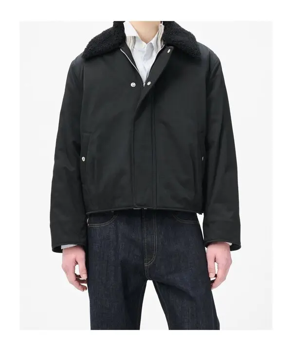 Our Legacy Ace Zipped Jacket With Detachable Faux Fur Collar - Black