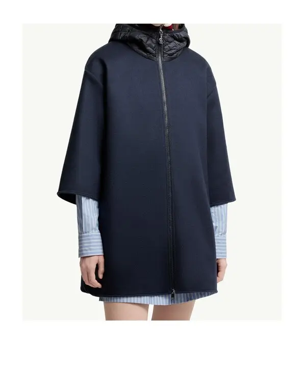 Moncler Poczno Hooded Zip-up Cape - Black