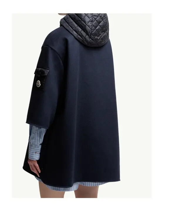 Moncler Poczno Hooded Zip-up Cape - Black