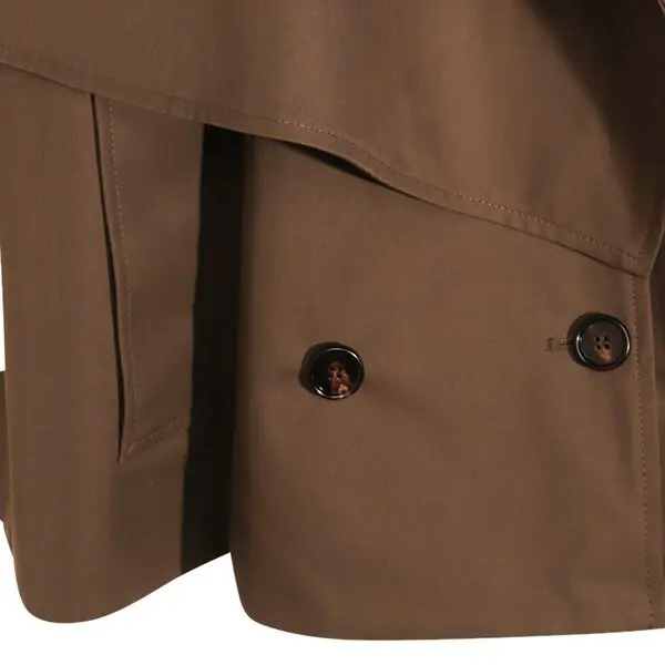 Burberry Double Breasted Trench Jacket With Adjustable Collar Strap - Khaki