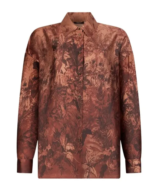 Liu Jo Printed Twill Shirt With Gold Galvanic Buttons