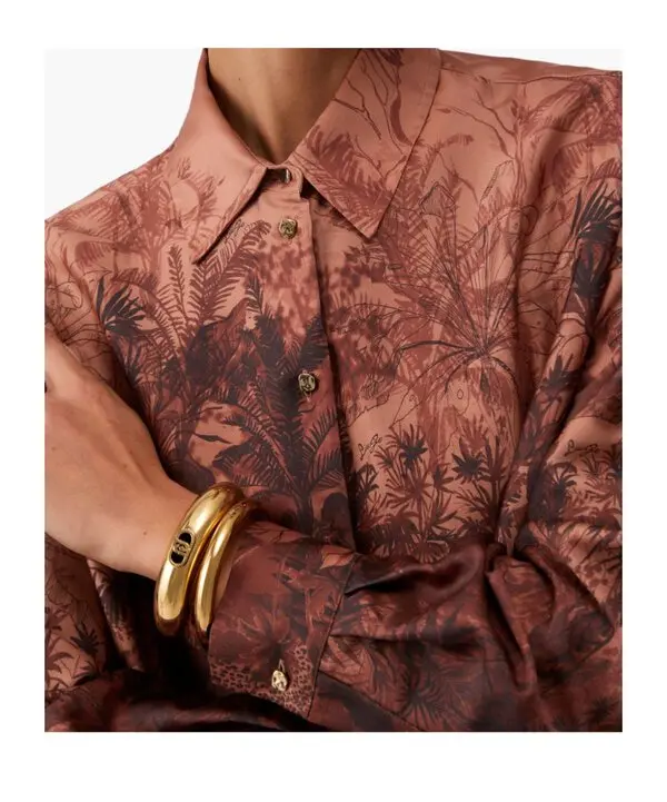 Liu Jo Printed Twill Shirt With Gold Galvanic Buttons