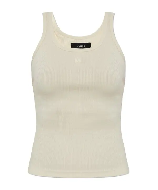 Amiri Ribbed Sleeveless Tank Top - Cream