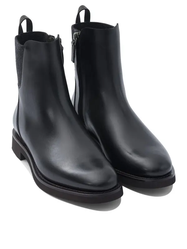 Brunello Cucinelli Leather Chelsea Boots With Embellishment