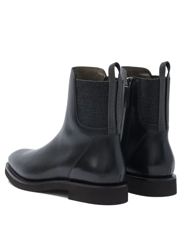 Brunello Cucinelli Leather Chelsea Boots With Embellishment