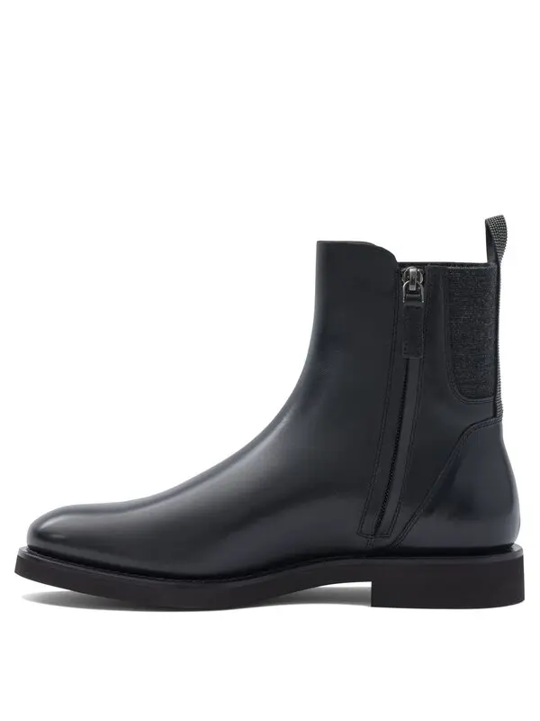 Brunello Cucinelli Leather Chelsea Boots With Embellishment