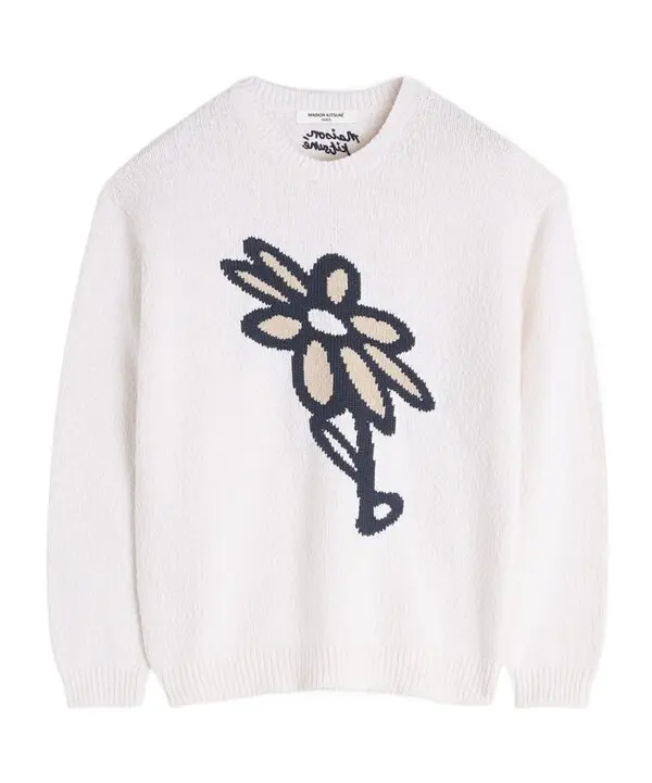 Maison Kitsuné Abstract Daisy Intarsia Jumper - White