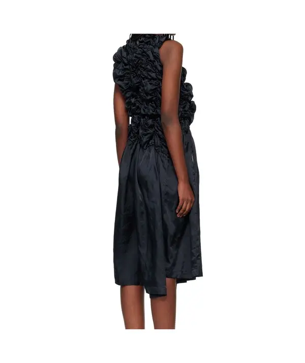 Comme Des Garçons Sleeveless Dress With Pleated Details And Asymmetrical Hem - Black