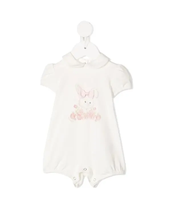 Monnalisa Bunny Print Babygrow - White