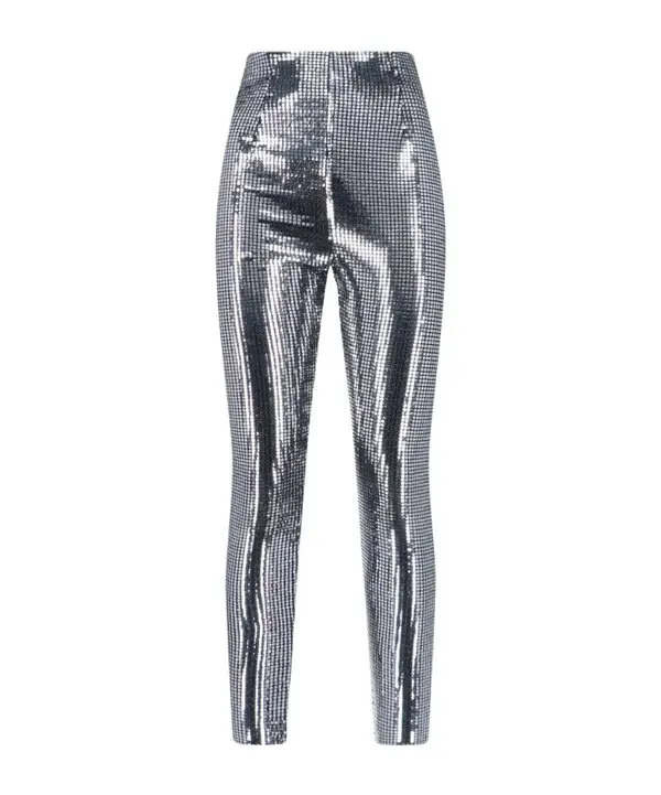 MAISON MARGIELA High-waisted Sequinned Trousers - Silver