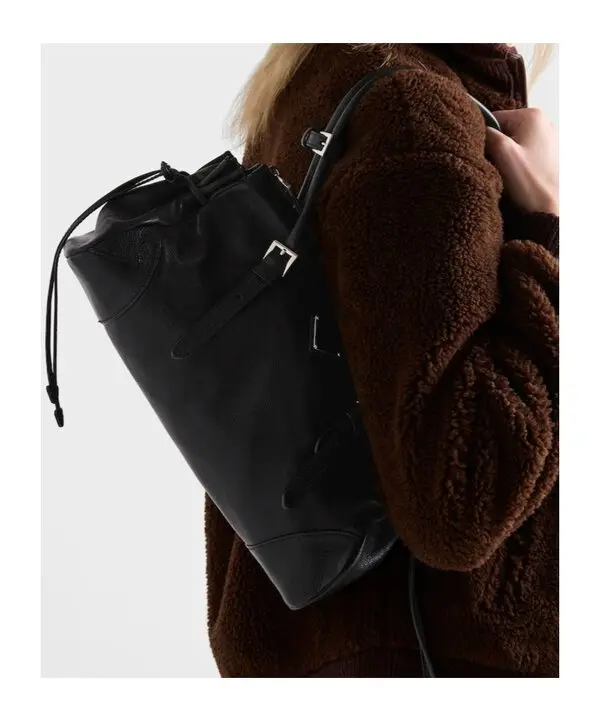 Prada Bonnie Medium Antiqued Leather Tote Bag - Black