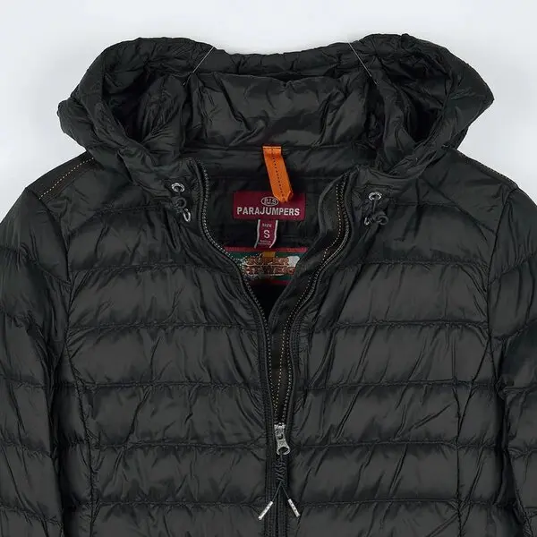 PARAJUMPERS Logo Quilted Hooded Down Jacket - Black