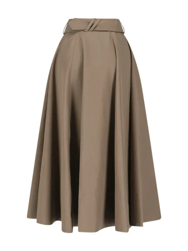 Burberry Gabardine Midi Skirt - Clay Brown