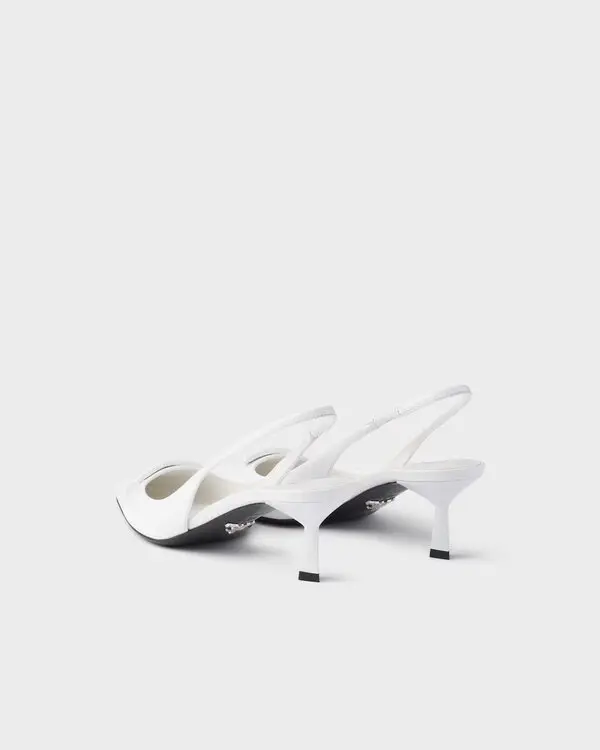 Prada Logo Detailed Slingback Pumps - White