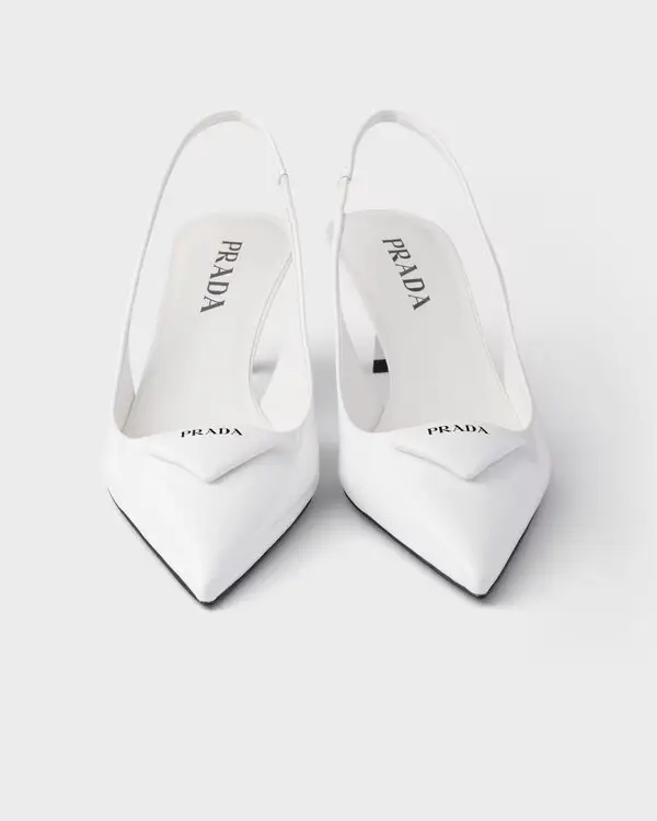 Prada Logo Detailed Slingback Pumps - White