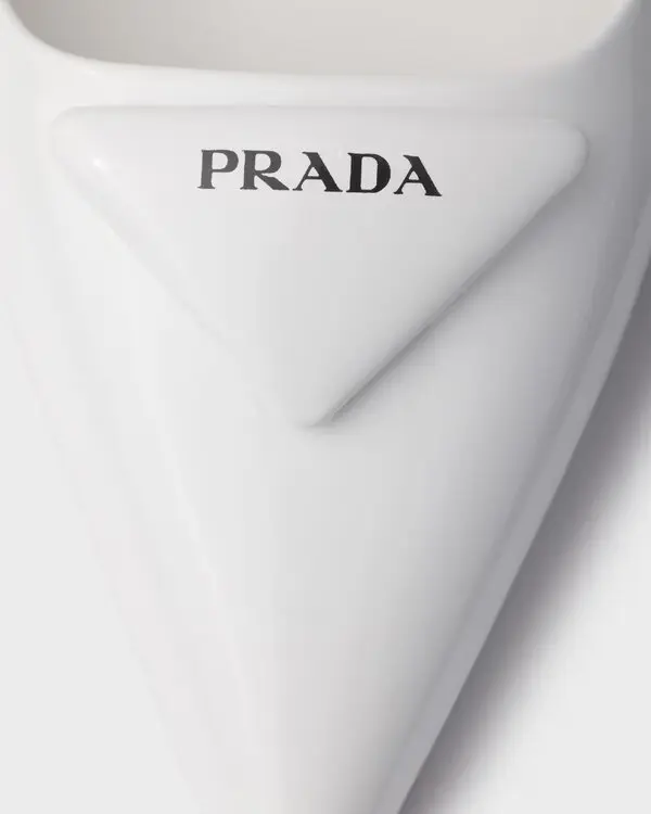 Prada Logo Detailed Slingback Pumps - White