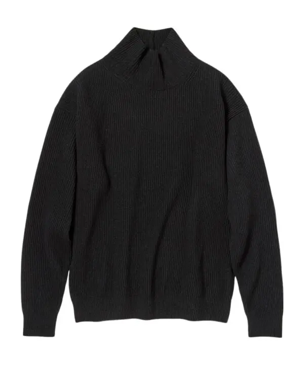Auralee Ribbed Long Sleeve Sweater - Black